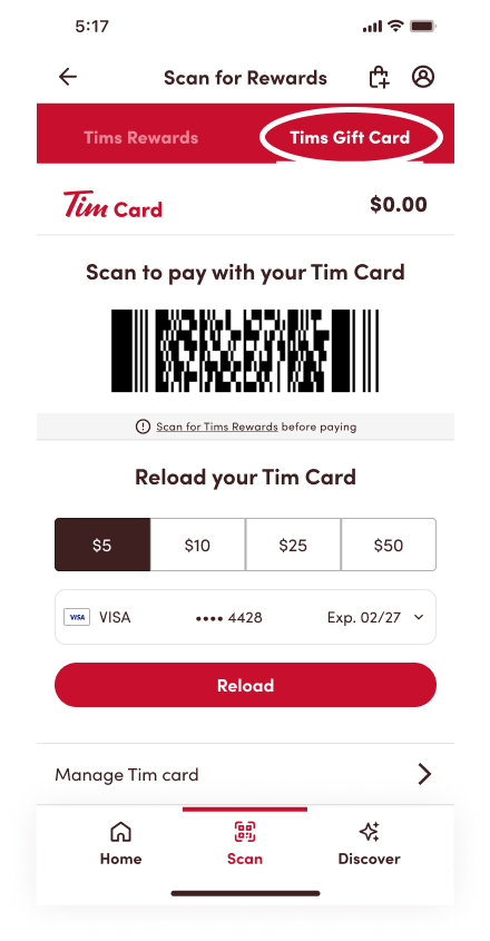 What is the difference between Scan & Pay and a digital Tims Gift Card ...