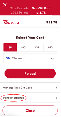 I have a plastic (physical) Tims Gift Card. Can I transfer the balance ...