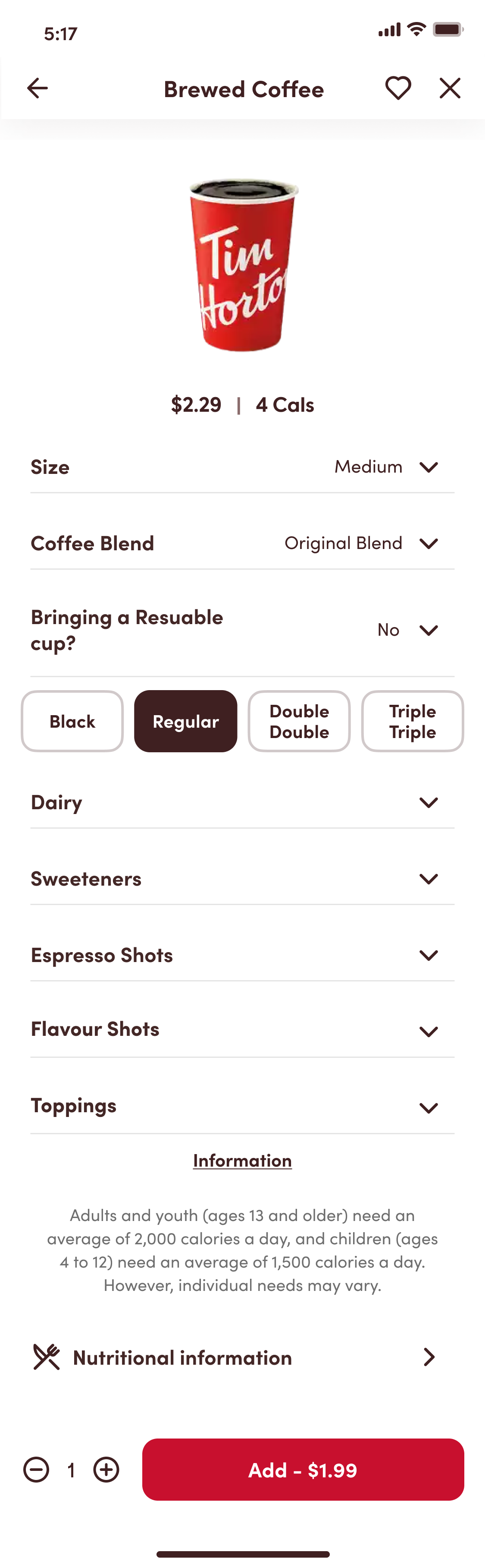 How do I order menu items in the Tim Hortons app? – Tim Hortons Help Centre