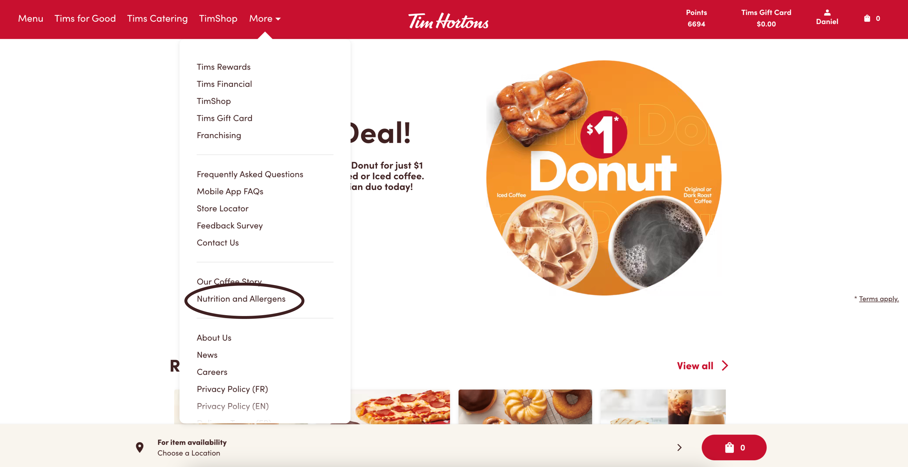 Where can I find the nutrition and ingredients of menu items? – Tim ...