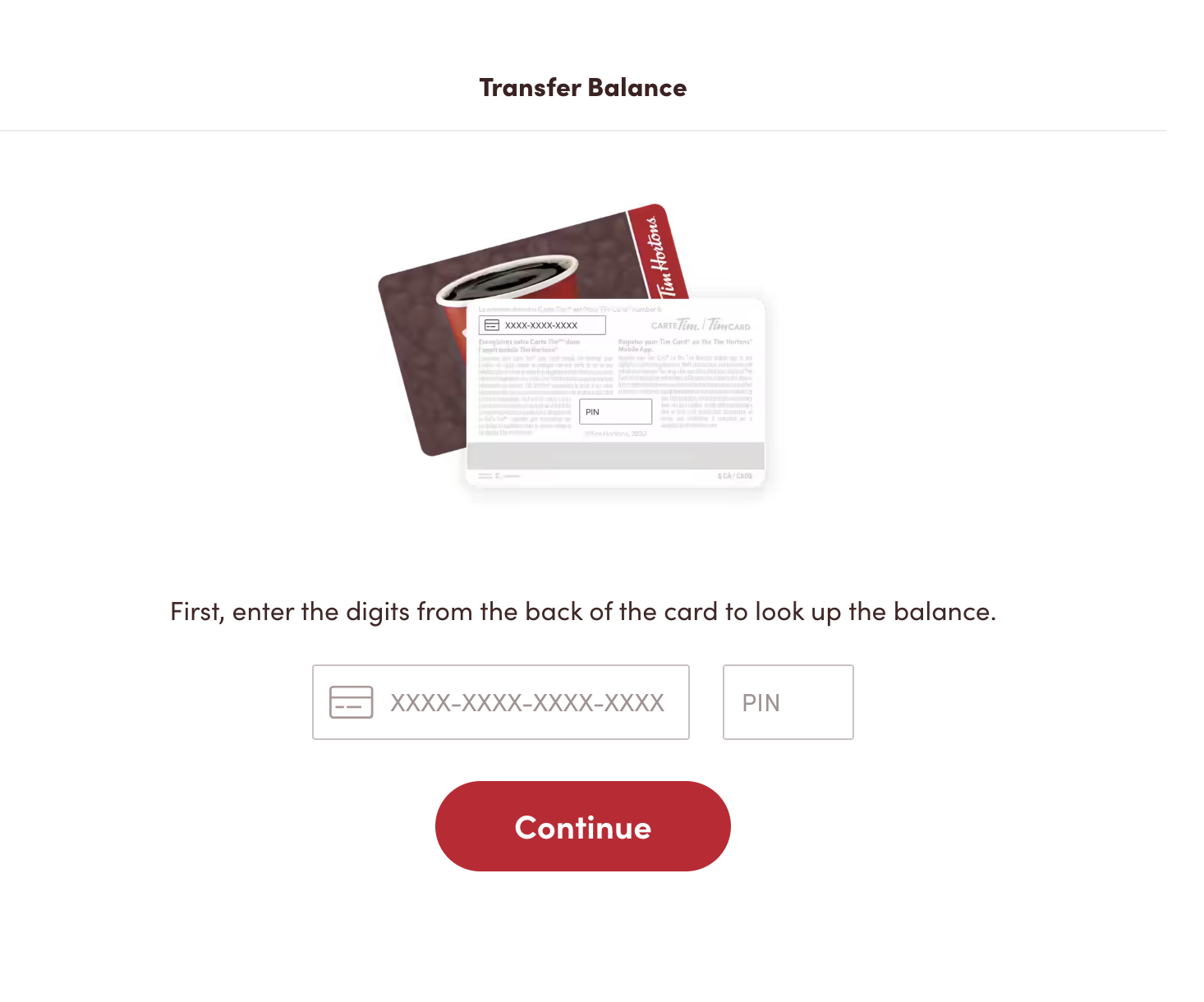 I have a plastic (physical) Tims Gift Card. Can I transfer the balance ...